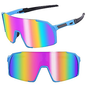 Semjar Sport Sunglasses Men Women,Polarized Cycling Softball Sun Glasses for Boys Girls,Pink Shield Visor Sunglasses for Bicycle Running Volleyball MTB Fishing