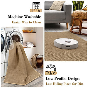 Wonnitar Farmhouse Kitchen Rugs, 3x5 Rubber Area Rugs for Entryway Indoor Non-Slip Washable Braided Front Door Mat Neutral Woven Absorbent Throw Carpet for Entry Bathroom Bedroom (Beige,3'x5')