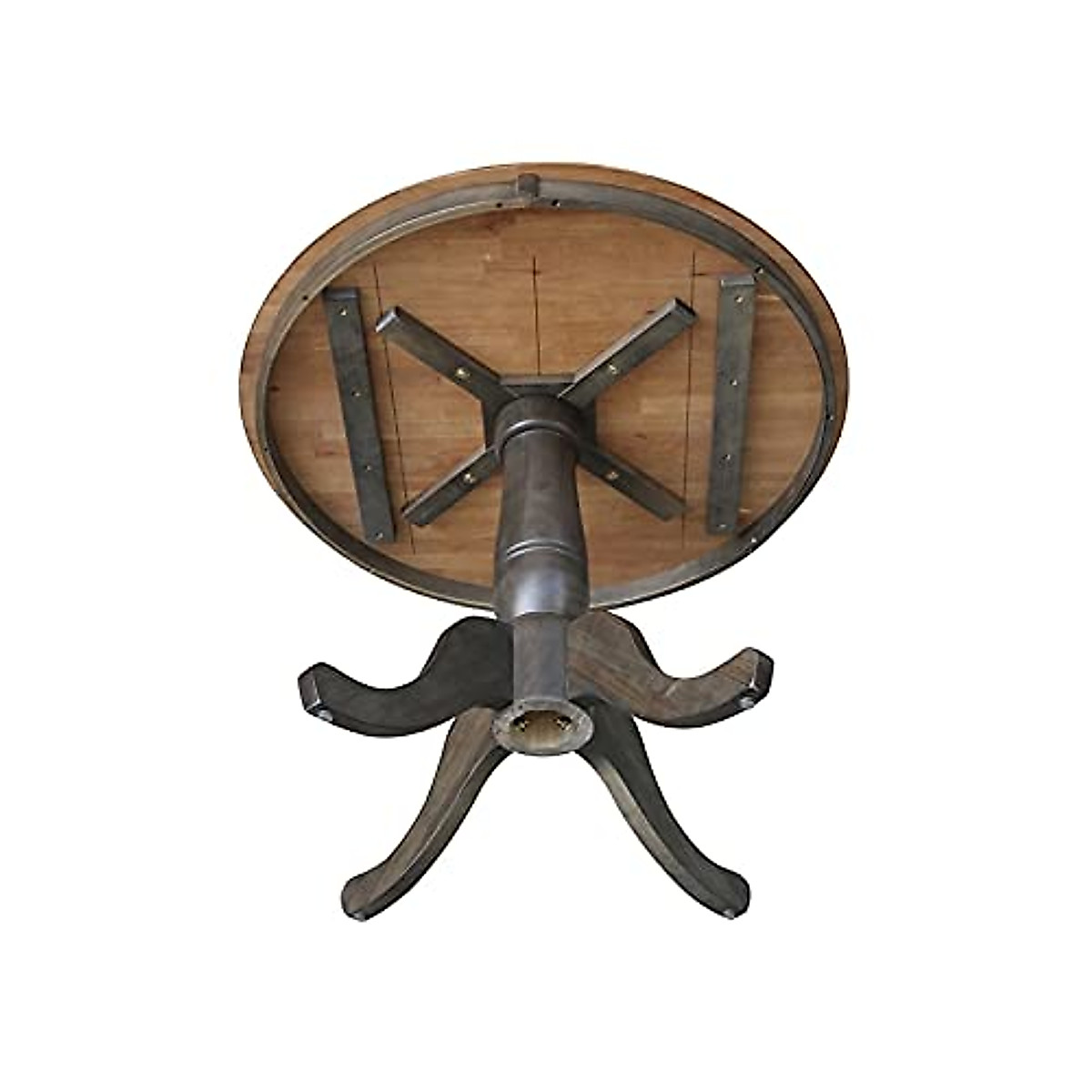 IC International Concepts Round Top Pedestal Dining Table, Hickory/Washed Coal