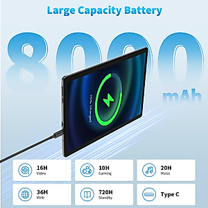 HISORL Android Tablet, 10 Inch Android 12 Tablet, 2 in 1 Tablet with Keyboard, Mouse, Case, Stylus, 4GB RAM 64GB ROM 1TB Expand, WiFi, Bluetooth, 8000mAh Battery, GMS Certified(Black)