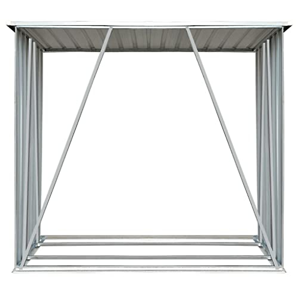loibinfen Garden Log Storage Shed Galvanized Steel, Multi-Use Shed with Firewood Storage, Firewood Storage Rack Metal for Garden, Farm, Backyard, Lawn, 64.2"x32.7"x60.6" Gray