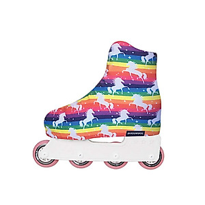 Skatermate | Skate Boot Covers - Roller Skate, Ice Skate, Inline Skate Protectors - Skating Accessory, Unicorn Rainbow Print, 1 Pair, Universal Size (Unicorn Rainbow)
