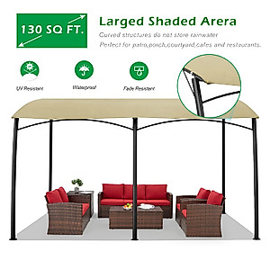 AECOJOY 13'x10' Sun Shade ,Wall Canopy Sunsetter Deck Awning Gazebo with Steel Stand,Outdoor Free Standing, for Porch,Patio,Backyard,Beige