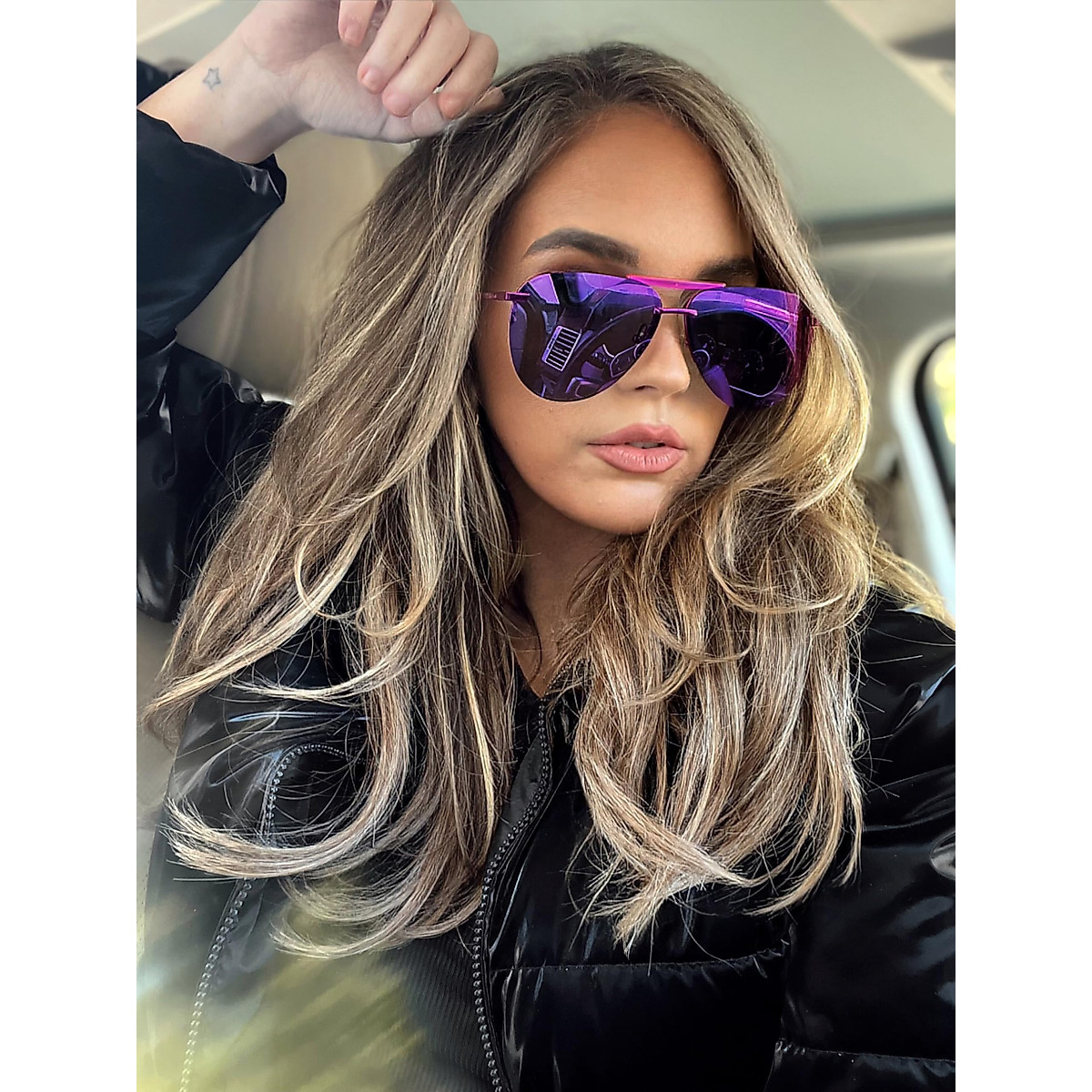 DIFF Tahoe Oversized Aviator Sunglasses for Women UV400 Protection, Pink Rush Metallic + Pink Rush Mirror