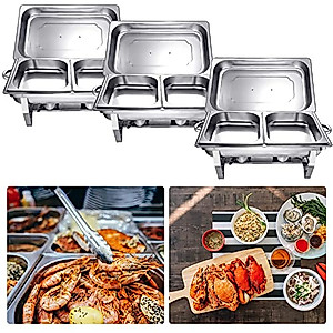 AXNI Hot Pot Buffet Set, Stainless Steel Catering Food Warmer, Foldable/Easy to Clean, Rectangular Food Warmer for Party Buffet,2Gitter
