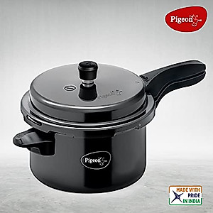Pigeon Pressure Cooker - 3 Quart - Hard Anodized - Cook delicious food in less time: soups, rice, legumes, and more 3 Liters Black