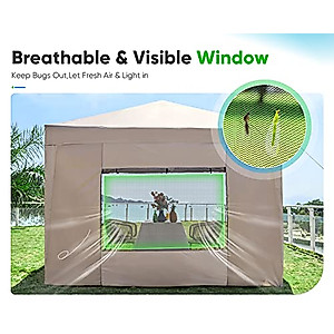 Quictent Privacy 8x8 Ez Pop up Canopy Tent Enclosed Instant Canopy Shelter Portable with Sidewalls and Mesh Windows Waterproof (Tan)