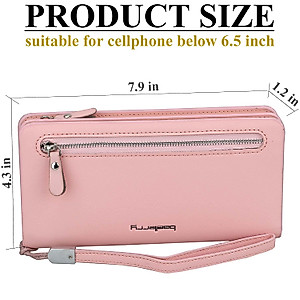 Women’s Long PU Leather Wallet with Credit Card Holders Money Organizer Zipper Purse Wristlet Handbag (A Pink)
