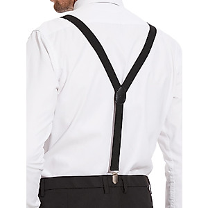 habibee Solid Color Mens Suspender Y Shape with Strong Clips Adjustable Braces