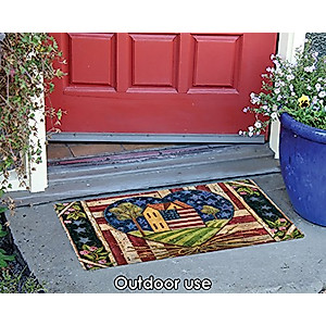 Toland Home Garden 800049 American Folk Heart Summer Door Mat 18x30 Inch Welcome Outdoor Doormat for Entryway Indoor Entrance