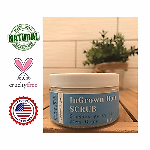 Rub-a-Dub Naturals Premium Exfoliating Scrub for Ingrown Hairs - Bikini Area Scrub, Coconut Scrub, Skin Bump Reducer, KP, Sugar Scrub. MADE IN USA. (5 oz)