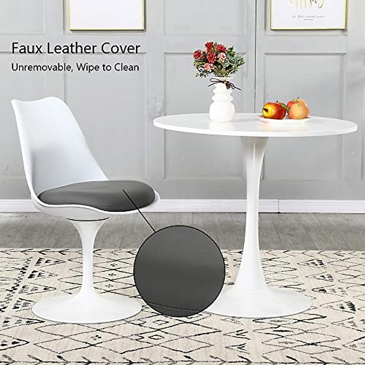 Bacyion Swivel Dining Chair Set for 2 - Mid-Century Modern Dining Room Chairs Pedestal Leisure Chairs, White Kitchen Chairs Set of 2 Pieces (Highclass Grey)