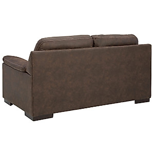 Signature Design by Ashley Maderla Oversized Faux Leather Loveseat, Dark Brown