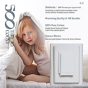 Mayfair Linen 100% Cotton Bed Sheets Queen Sheet Set - 500 Thread Count Sheets Queen Size 4 PC Set (Silver), Soft, Cooling, Hotel-Quality 16" Deep Pocket Sateen Cotton Bedsheet for Hot Sleepers