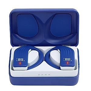 JBL ENDURANCE PEAK - True Wireless Earbuds, Bluetooth Sport Headphones with Microphone, Waterproof, up to 28 Hours Battery, Charging Case and Quick Charge, Works with Android and Apple iOS (blue)