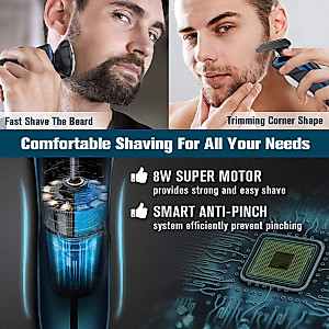 Vifycim Electric Shavers for Men, Mens Electric Razor, Dry Wet Waterproof Man Rotary Facial Shaver Face Shaver Cordless Travel USB Rechargeable with Beard Trimmer Led Display for Husband Shaving