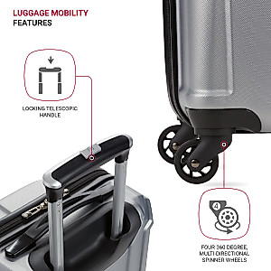 SwissGear 3750 Hardside Luggage with Spinner Wheels, Silver, Carry-On 18.5-Inch