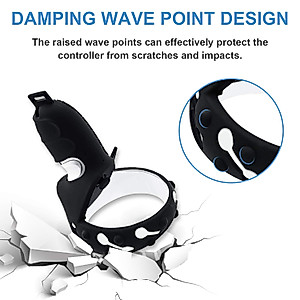 Mcbazel 1 Pair Controller Grip Cover for Oculus Quest 2, Anti-Slip and Anti-Fall Silicone Grip Protective Cover Case with Hand Strap for Oculus Quest 2 Controller - Black