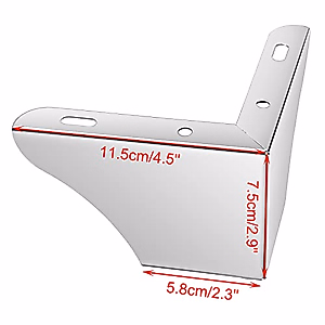 BSTKEY 4Pcs 8CM/3 Inch Modern Metal Furniture Sofa Cabinet Legs with Mounting Screws - DIY Replacement Legs Set for Furniture Cabinet Foot Legs Sofa Bed Desk Table Feet Support, Silver
