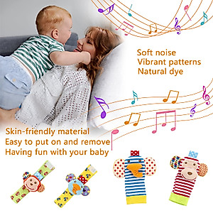 Baby Rattle Socks and Baby Foot Finder - Baby Toys 0-12 Months Baby Wrists Rattle and Socks Foot Finders Set - Developmental Infant Toys 0-12 Months for Baby Girls & Boys