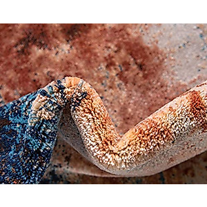 Unique Loom Mystic Collection Over-Dyed Abstract, Mid-Century Modern, Rustic Area Rug, 2' 0" x 6' 0", Peach/Beige