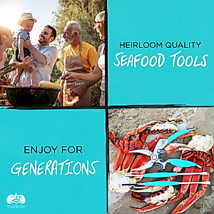 Toadfish Crab & Lobster Seafood Tool Set - 2 Shell Crackers With Cutters & 4 Multi-Use Forks - Non-Slip Grips - Stainless Steel - Built-In Bottle Opener - Makes A Beautiful Gift