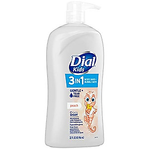Dial Kids 3-in-1 Body+Hair+Bubble Bath, Peach, 32 fl oz