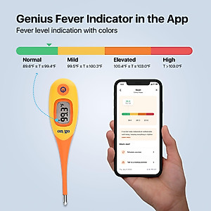On/Go Genius Thermometer, The Quick, Smart Connected Thermometer for Adults and Children. Gives Recommendations on Treatment, Telehealth Support from Licensed Medical Provider Through On/Go app