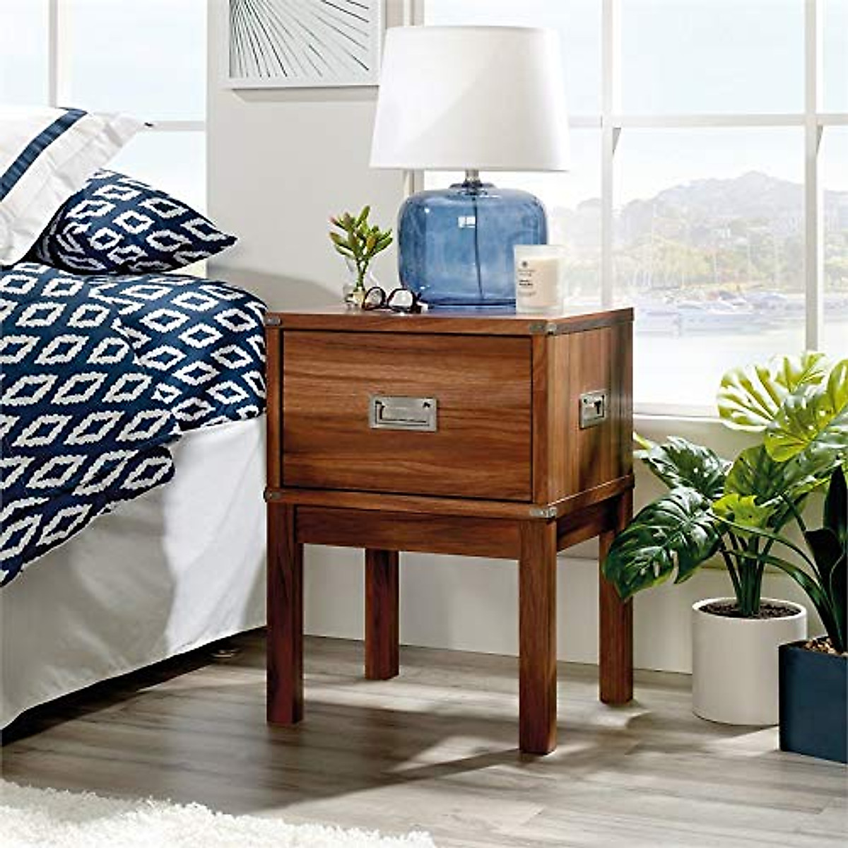 Sauder Vista Key 1-Drawer Wood Night Stand in Blaze Acacia