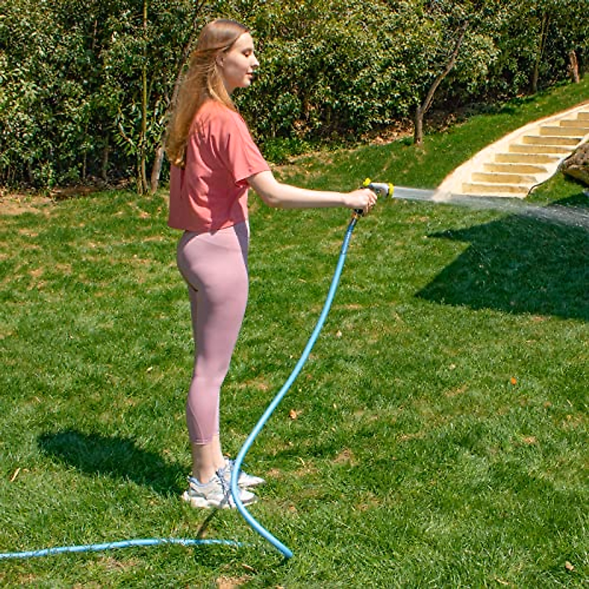 Fevone Garden Hose 12 ft, Drinking Water Safe, Flexible and Lightweight - Kink Free, Easy to Coil, Strain Relief Ends, 3/4" Solid Brass Fittings - No Leak, 5/8" ID, RV Water Hose