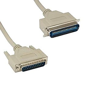 KENTEK 15 Feet FT DB25 to CN36 Parallel Printer Data Cable Cord RS-232 28 AWG Uni-Directional 25 to 36 Pin Molded Male to Male M/M Centronics 25C Port for IBM PC Dot-Matrix Laser Printer