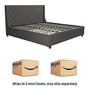 COSMOLiving by COSMOPOLITAN Mercer Upholstered Bed - King - Grey Linen