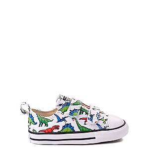 Converse Kids' Chuck Taylor All Star 2V Low Top Sneaker Toddler,White/Dinosaurs,8