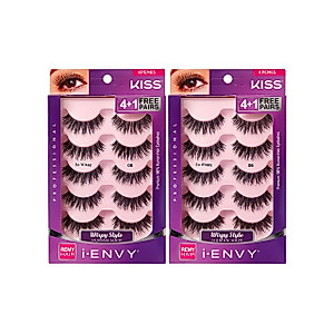 iENVY by KISS So Wispy Eyelashes 5 Pair Multi Pack (KPEM65) (2 PACK) Natural Wispy Style Made with Natural Hair…