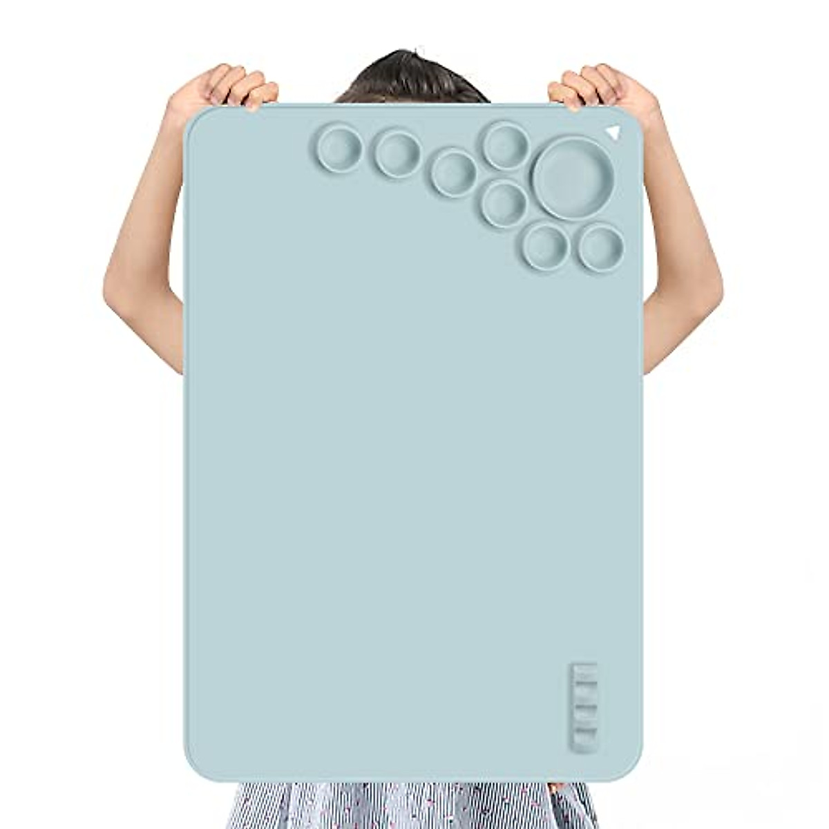 Silicone Craft Mat, Silicone Mat for Resin Casting 24“x16” Non Stick Silicone Sheet with Cleaning Cut for Oil Painting, Art, Clay and Play(blue)