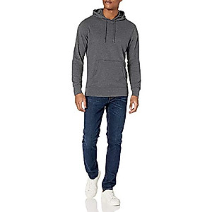 Amazon Essentials Men's Lightweight Jersey Pullover Hoodie, Charcoal Heather, Large