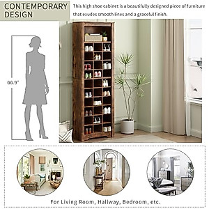 Goohome Stylish Design 30 Shoe Cubby Console, Contemporary Free Standing Tall 10-Tier Shoe Storage Cabinet with Multiple Storage Capacity and Versatile Use for Hallway, Entryway, Space-Saving