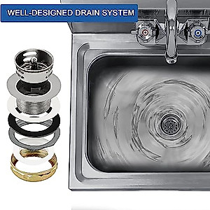 HARDURA Stainless Steel Hand Washing Sink with Gooseneck Faucet, NSF Commercial Wall Mount Hand Sink for Restaurant, Kitchen, Home, 17X15 Inches