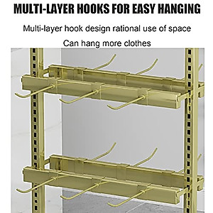 Retail Shelves Clothing Store Display Fixture, Mall Exhibition Accessory Organizer Rack with Hooks, Garment Hanger Floorstanding Jewelry Holder Keyring Shelf Sock Storage Stand, Hangbag Purse Rack