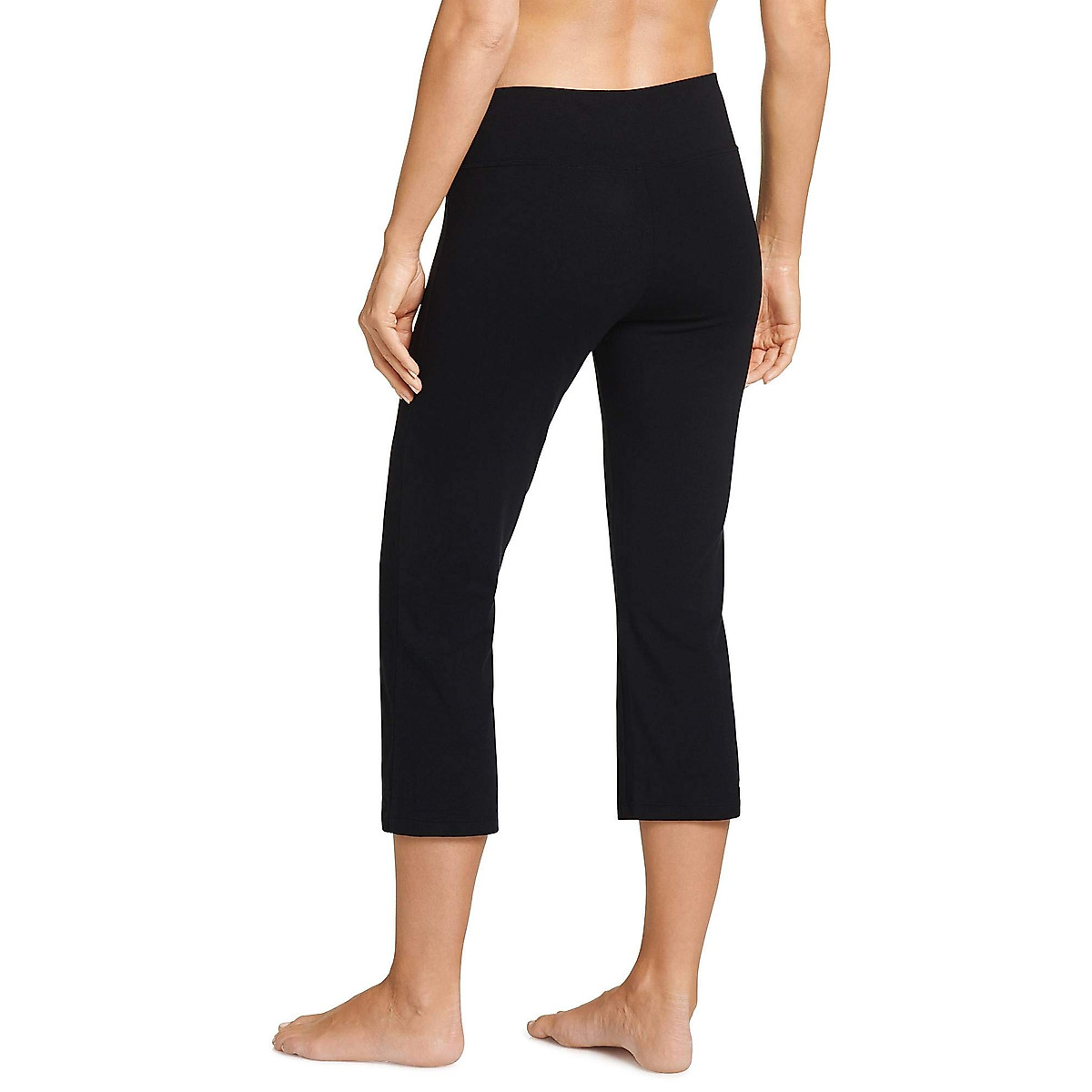 Jockey Women's Activewear Cotton Stretch Slim Flare Capri, Black, 2X