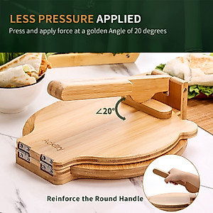 Ackitry Rotating Tortilla Press 10 Inch, Sturdy Bamboo Tortilla Maker with 100 Pcs Parchment Paper for Making Mexican Tortillera, Chapati, Comales Para Tortilla, Pataconera