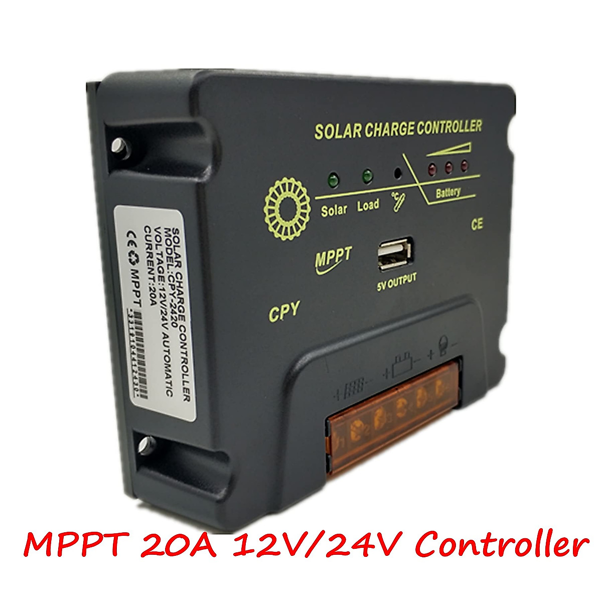 DIGISHUO Pure MPPT 10A/20A Solar Charger True MPPT 12V/24V Controller Panel Regulator DC 5V with USB True 97% More Efficiency Value (Pure MPPT 20A)