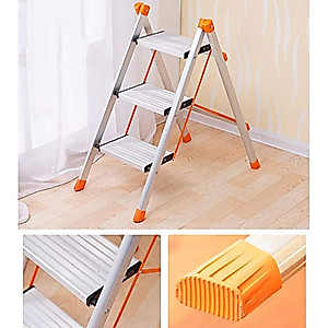 PENGJIE Folding Ladder Step Stool Ladder Stool 3 Step Folding Heavy Duty Steel Aluminum Alloy Portable Anti Slip Mat Tread Compact 150 Kg Capacity
