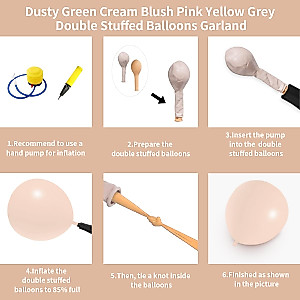 Pastel Green and Yellow Balloon Garland Arch kit - All Double Stuffed Balloons with Blush Pink Cream Grey Balloons for Birthday Baby Shower Bridal Shower Wedding Party