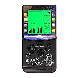 HLF New Large Screen Brick Game Console Green Backlight Built-in 23 Multi-Mode Block Games Classic Nostalgia Puzzle Speed and Difficulty can be Adjusted Suitable as a Gift for Kids (Black)