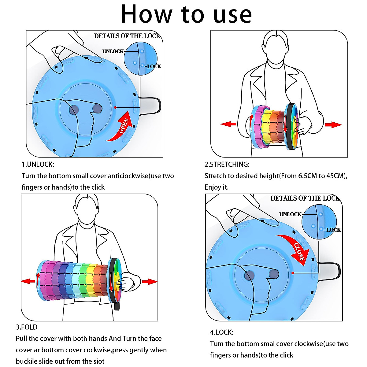 ALEVMOOM Upgraded Portable Collapsible Folding Stool with Cushion Retractable Telescoping Stool for Adults Sturdy Capacity 440lbs Camping Stool for Outdoor Hiking Garden BBQ with Bag,Carabiner