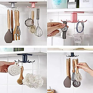 Under Cabinet Utensil Holder,Creative Cabinets Upside Down 6-Claw Position Can Be 360-Degree Rotation Hook Kitchen and Bathroom Ceiling Wall Hanging Hook, Hanging Organizer Rack