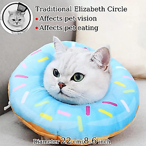 Soft Cat Cone,Donut Cat Cone Collar Soft, Adjustable Cat Recovery Collar, Soft Kitten Cone, Cat Cones to Stop Licking, Cute Cat Donut for Cats Neck,Soft Elizabethan Collars After Surgery