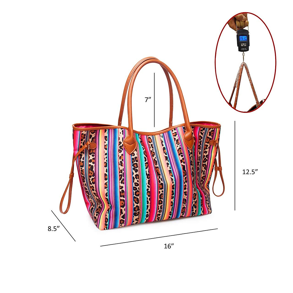 Large Canvas Tote Bag Leopard Consuela Bag WesternTote Bags with Faux Leather Handle Mexican Stuff Gifts for Women Mom