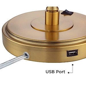 360 Lighting Wray Modern Desk Lamp 26 3/4" High with USB Charging Port Warm Brass Gold Metal Adjustable Arm Head for Bedroom Living Room House Bedside Nightstand Home Office Reading Family